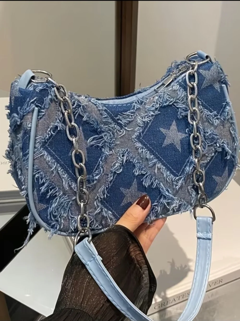Bags | Blue Star Patchwork Small Denim Shoulder Bag | Poshmark